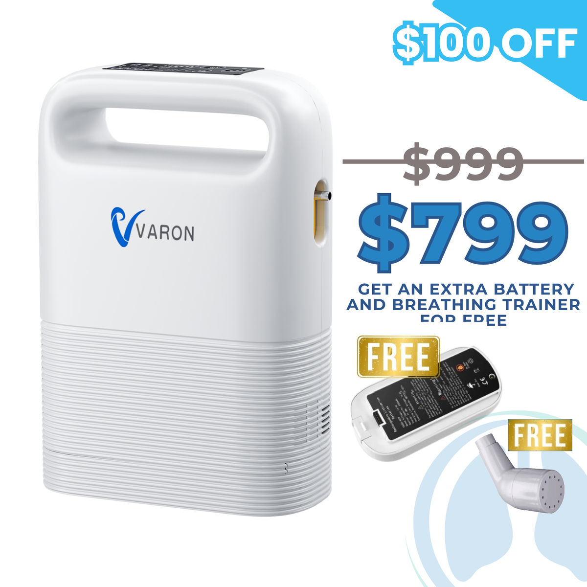 Portable Oxygen Concentrator 5L With Pulse Flow and Battery — VARON
