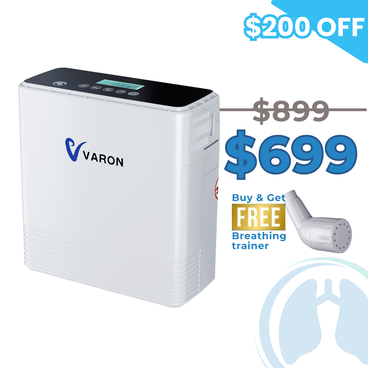 VARON VP-6 Continuous Flow Portable Oxygen Concentrator 1-6L