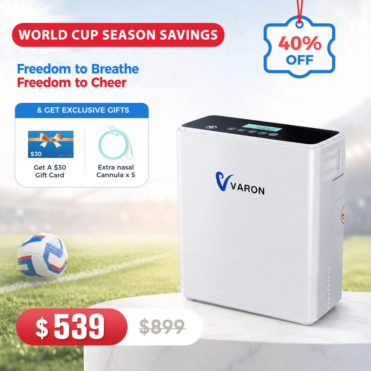 VARON VP-6 Continuous Flow Portable Oxygen Concentrator 1-6L