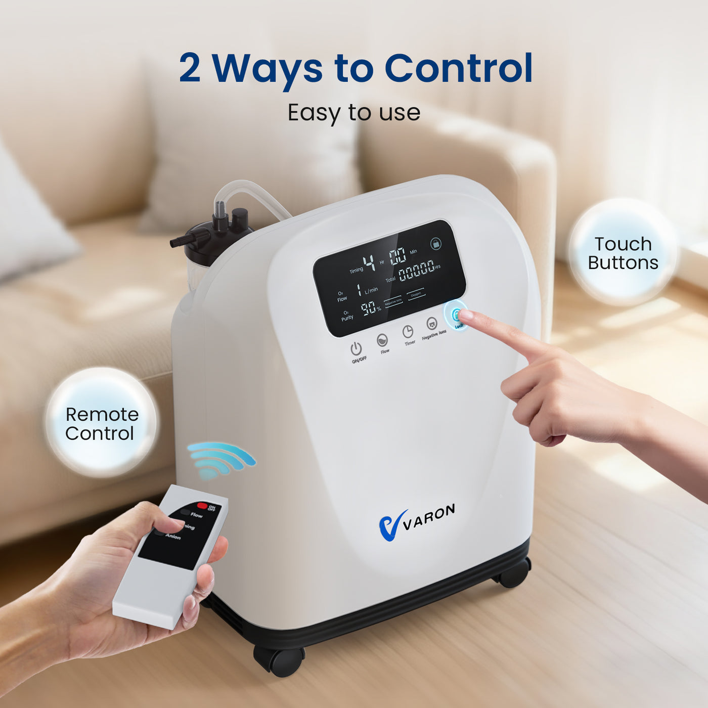 VARON VH-4 Oxygen Concentrator for Home Use | Quiet & 1-9L Adjustable