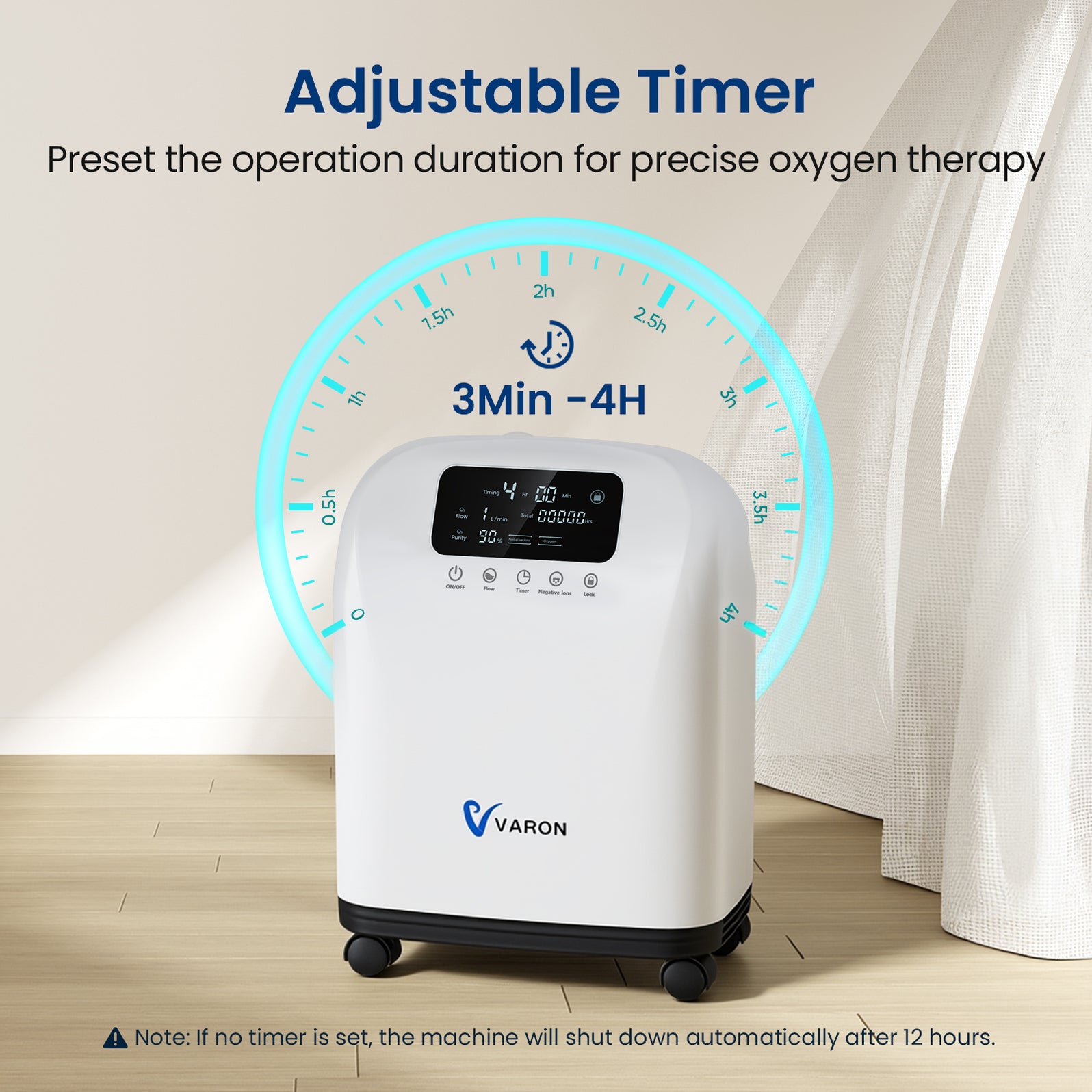 VARON VH-4 Oxygen Concentrator for Home Use | Quiet & 1-9L Adjustable